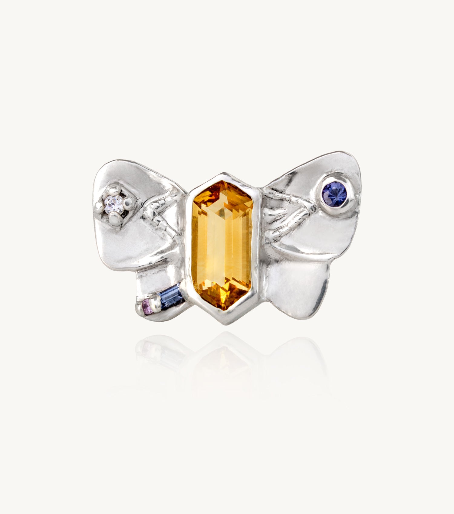 KIPEPEO BUTTERFLY CITRINE & SILVER RING